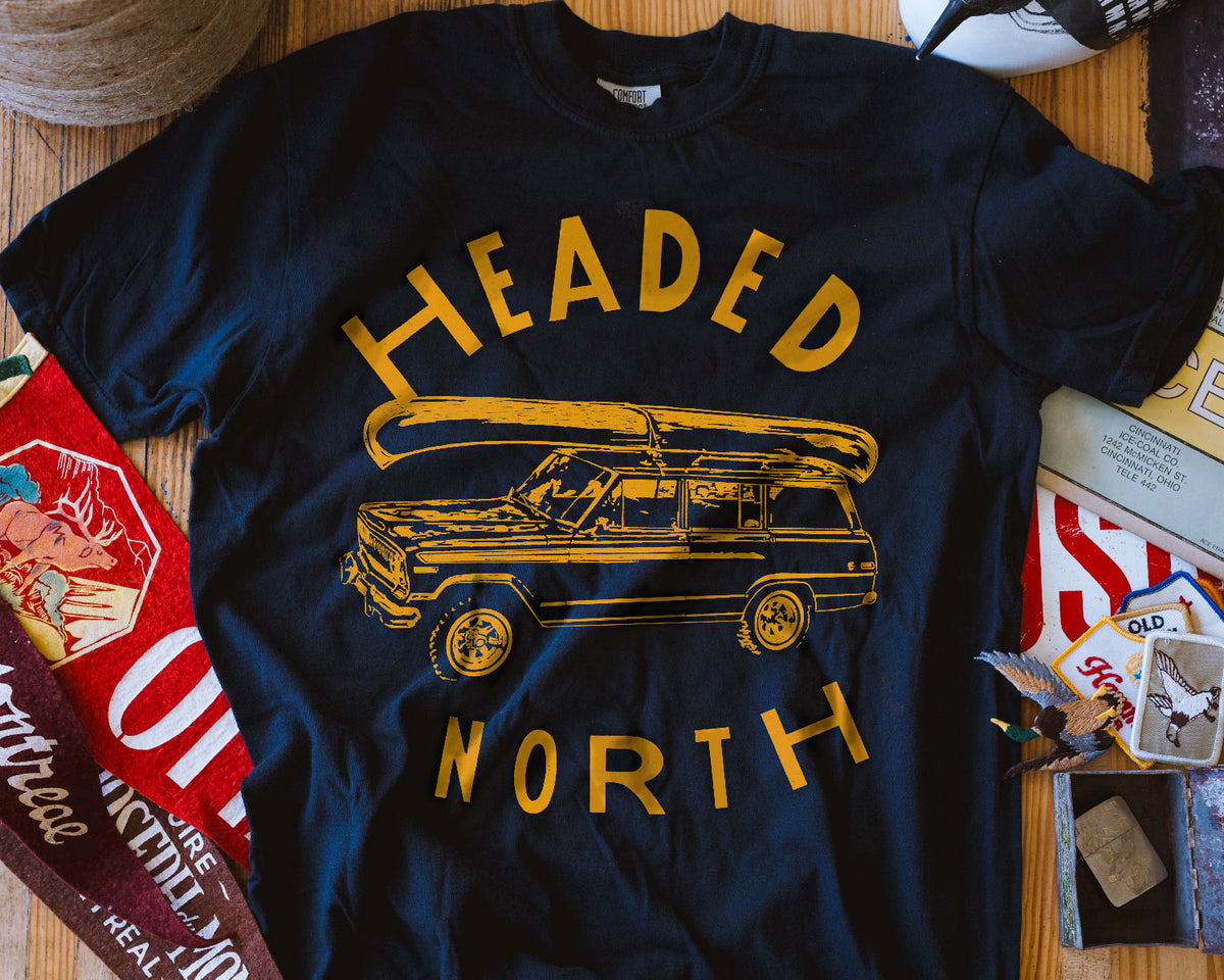 "Headed North" Tee - Heavyweight T-Shirt (Black Tee) – HVRNT